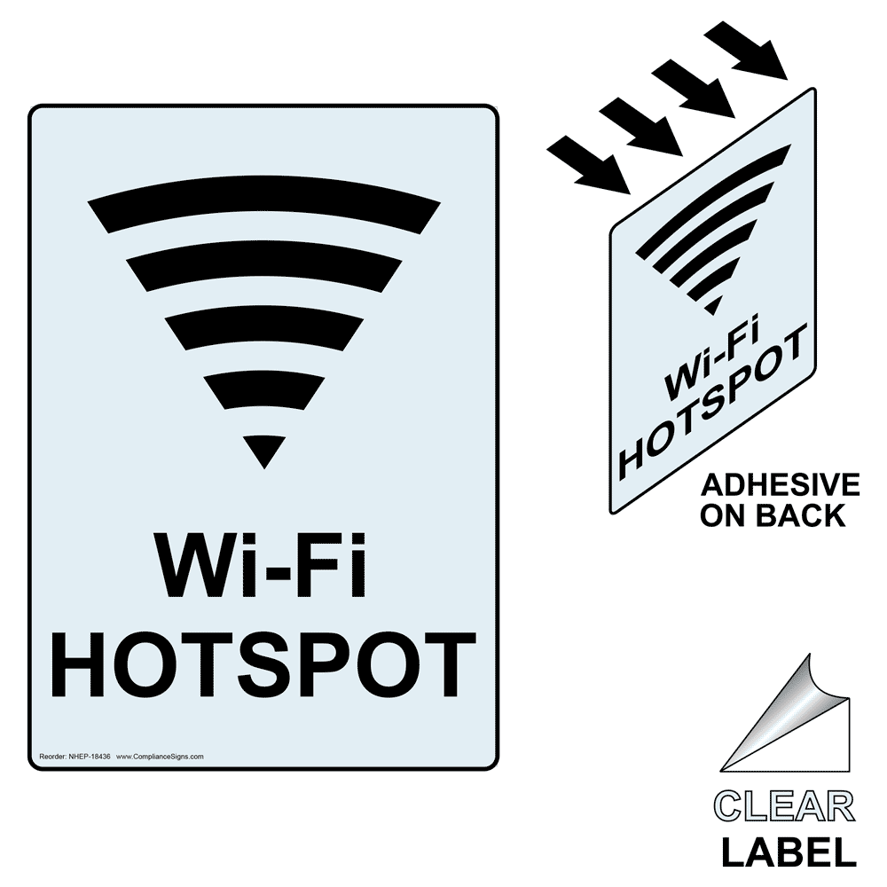 Portrait Wi-Fi Hotspot Clear Label With Symbol NHEP-18436