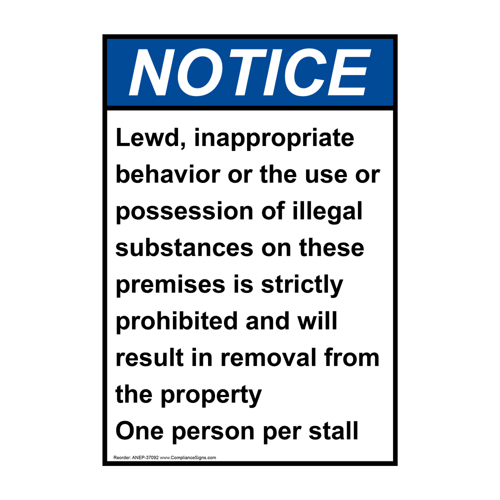 Vertical Lewd, Inappropriate Behavior Or Sign - ANSI Notice