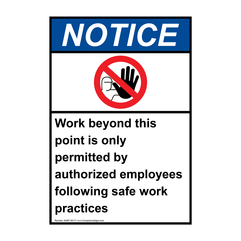 Vertical Work Beyond This Point Sign - ANSI Notice