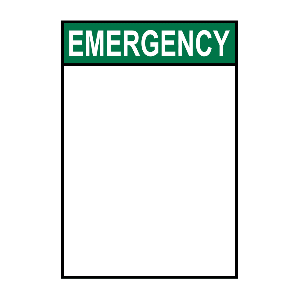 Vertical Emergency Blank Write-On Sign - ANSI Emergency - Blank