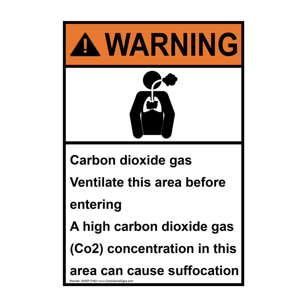 Vertical Carbon Dioxide Gas Sign - ANSI Warning