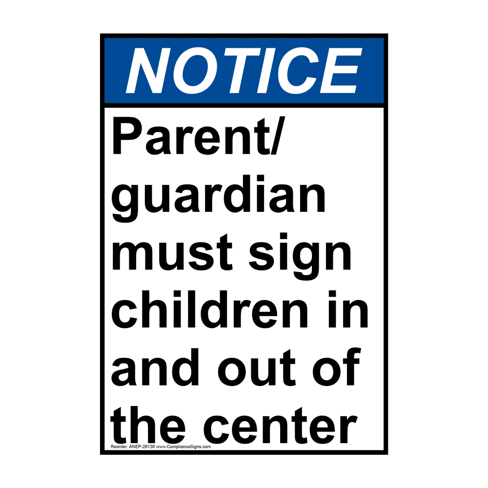 Vertical Parent/Guardian Must Sign - ANSI Notice