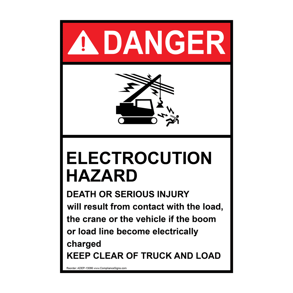 ANSI Electrocution Hazard Vertical Sign or Label