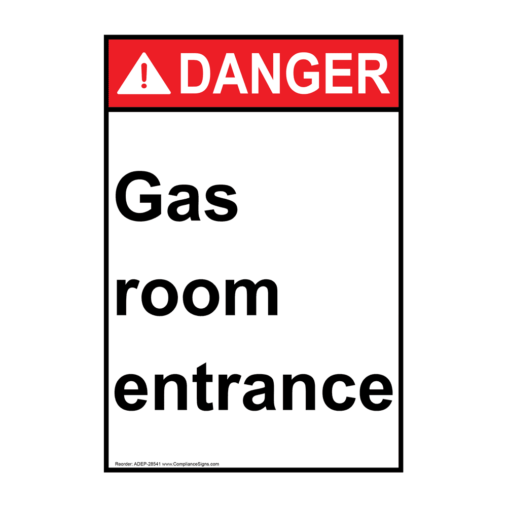 Vertical Gas Room Entrance Sign - ANSI Danger - Hazardous Gas / Gas Lines