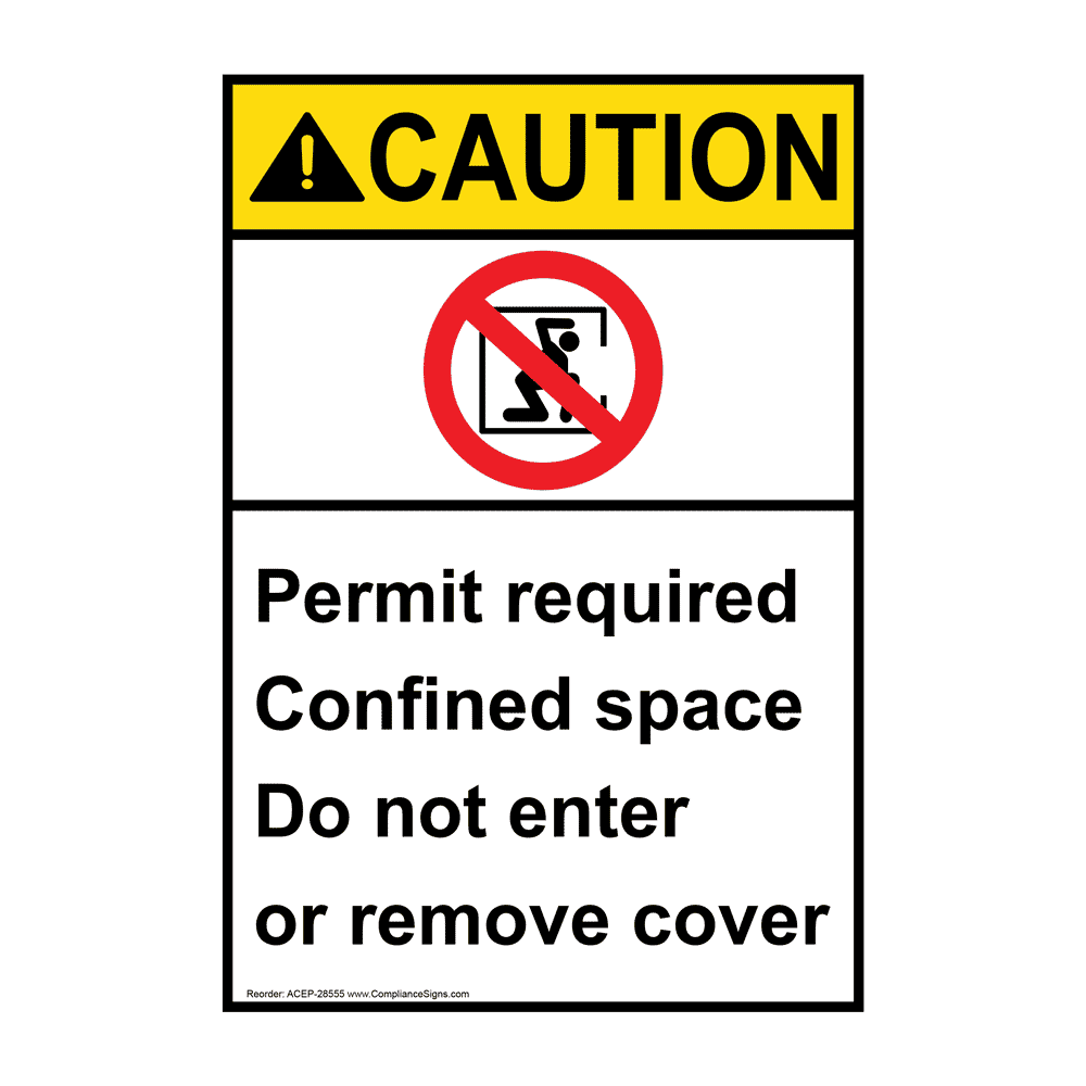 Vertical Permit Required Sign - ANSI Caution - Do Not Enter