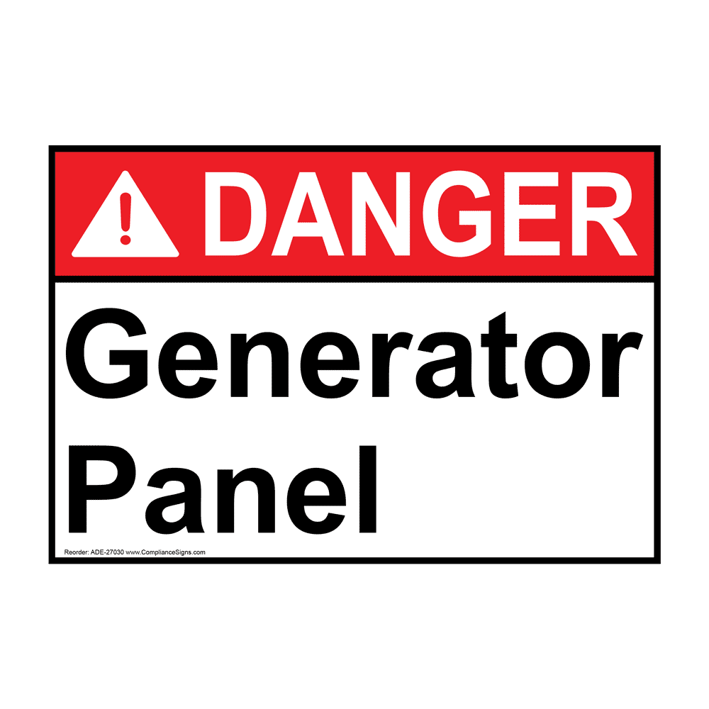Danger Sign - Generator Panel - ANSI