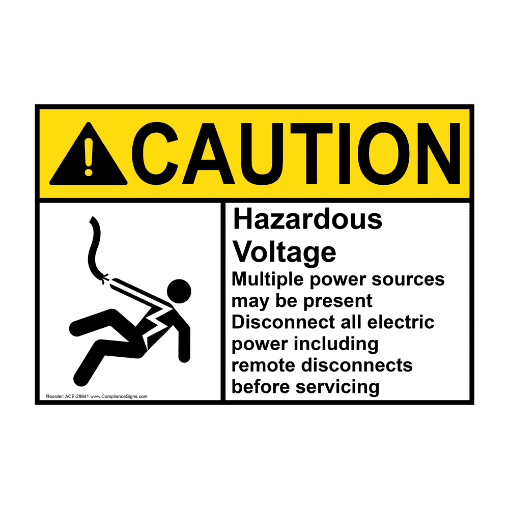 Caution Sign - Hazardous Voltage Multiple Power - ANSI