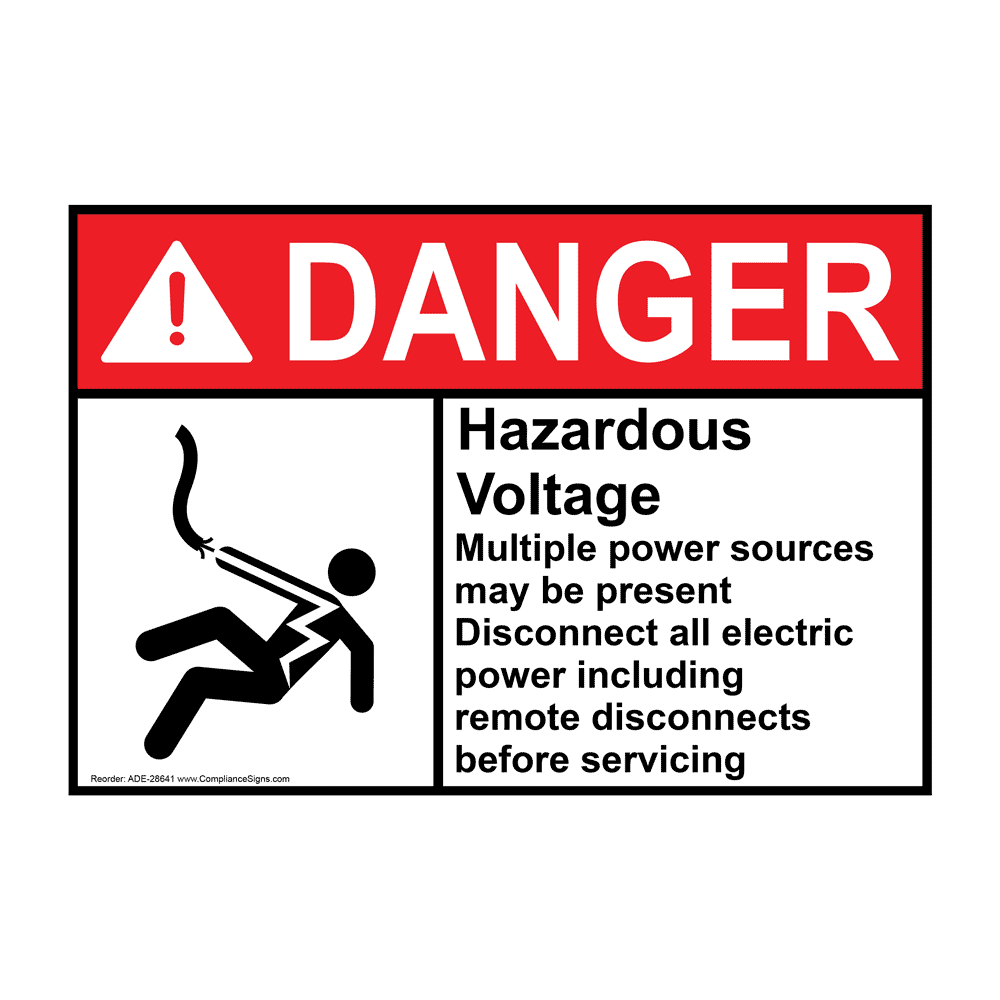 Danger Sign - Hazardous Voltage Multiple Power - ANSI