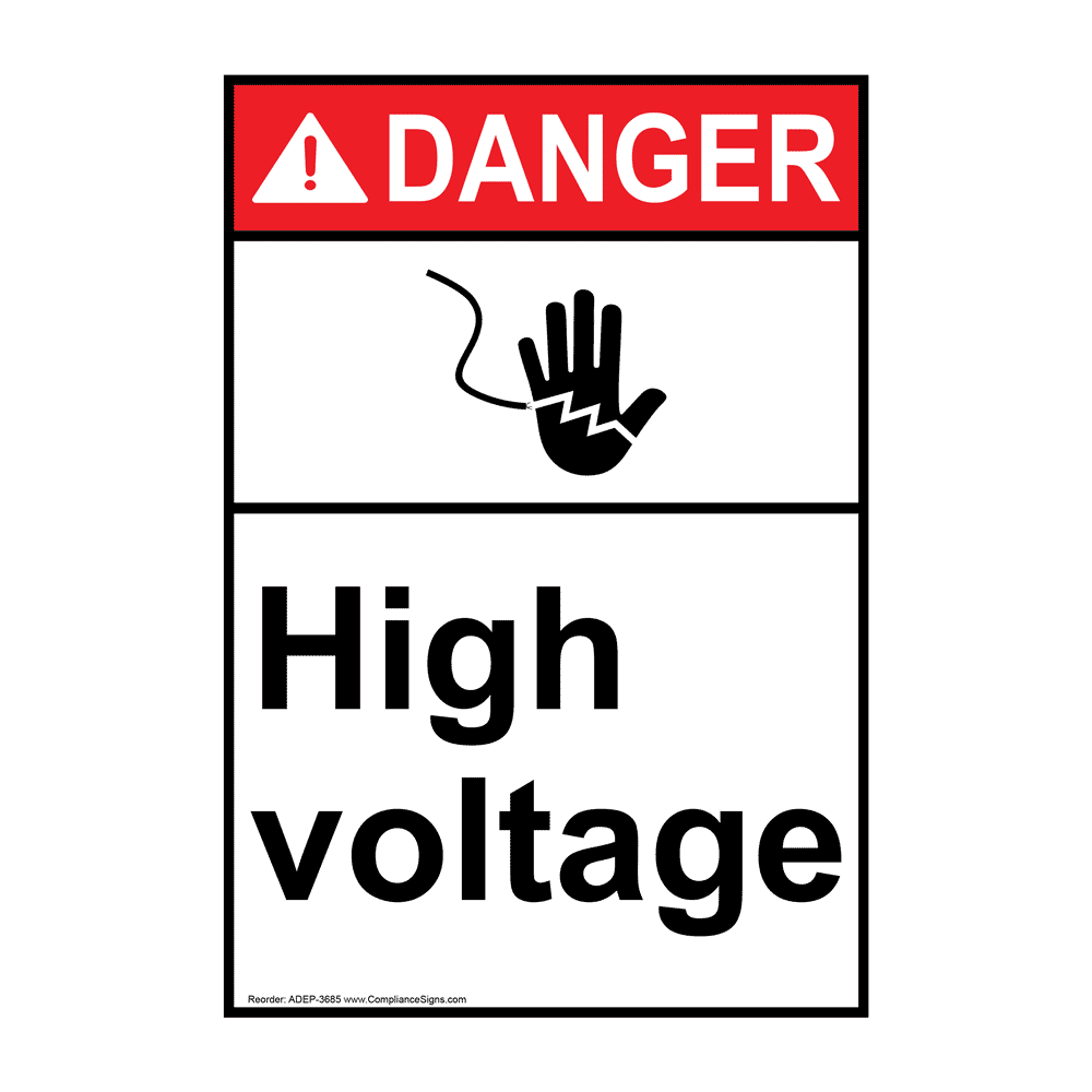 ANSI High Voltage Sign - Vertical DANGER - Symbol