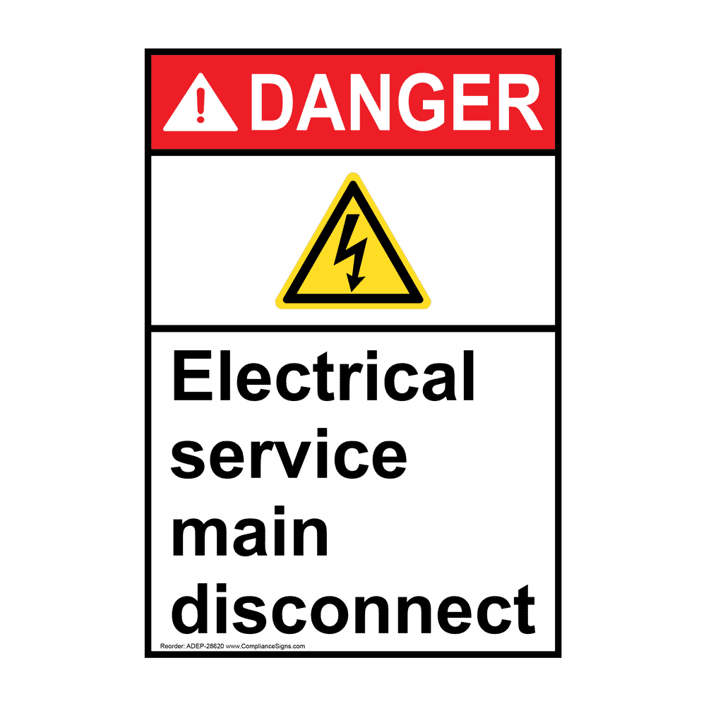 Vertical Electrical Service Sign - ANSI Danger - Emergency Shut Off