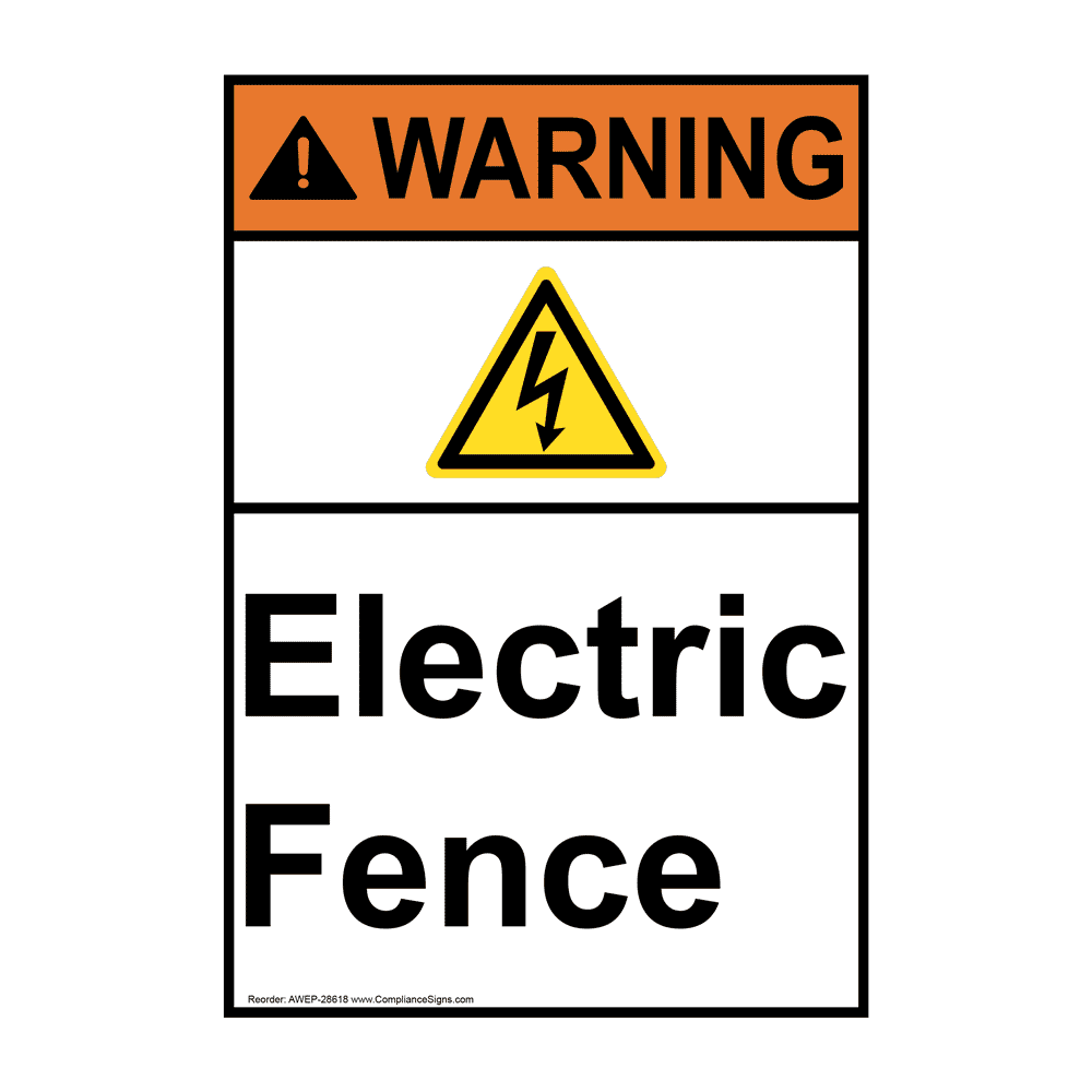 Vertical Electric Fence Sign - ANSI Warning - Shock Hazard