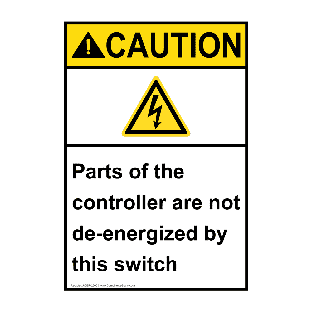 Vertical Parts Of The Controller Sign - ANSI Caution - Shock Hazard
