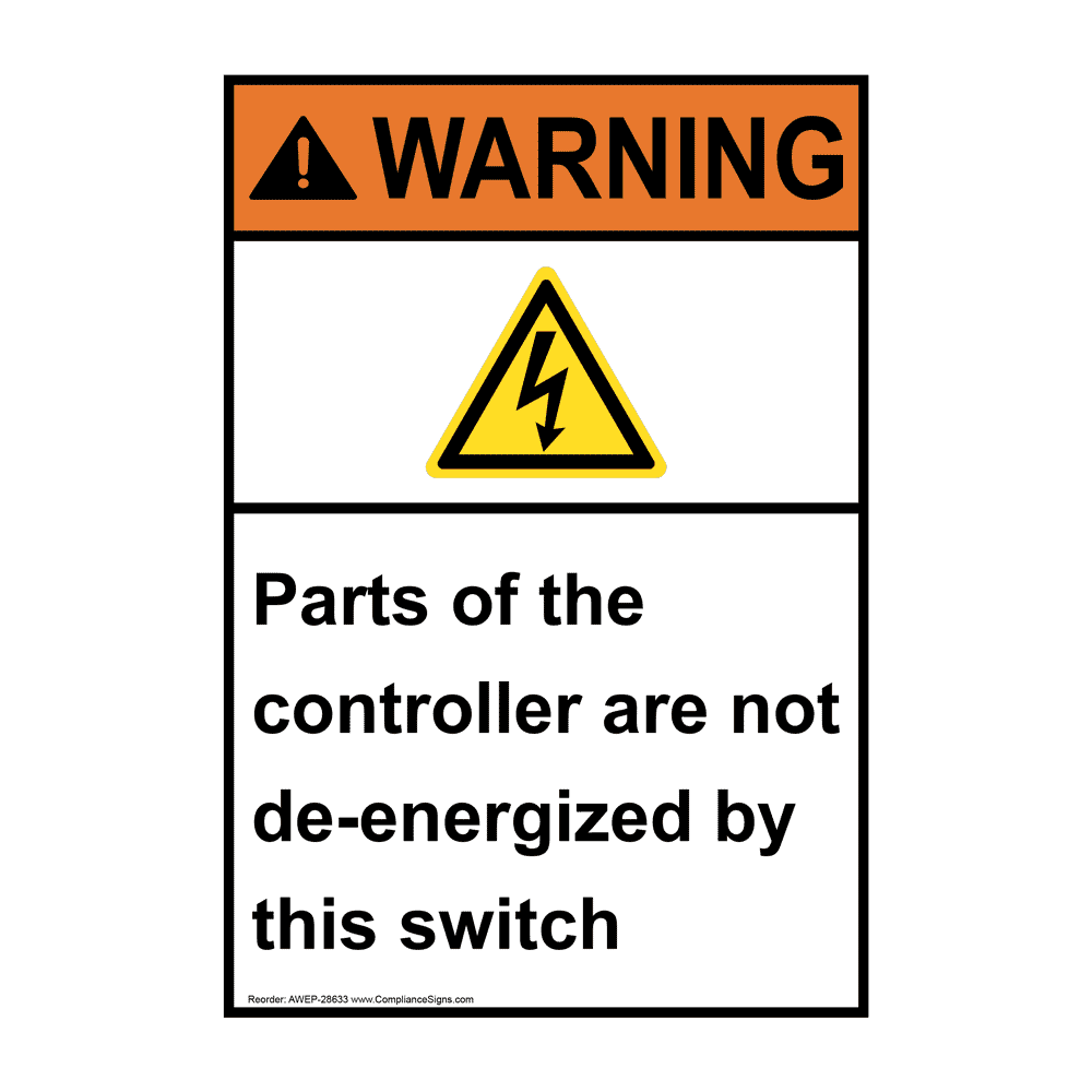 Vertical Parts Of The Controller Sign - ANSI Warning - Shock Hazard
