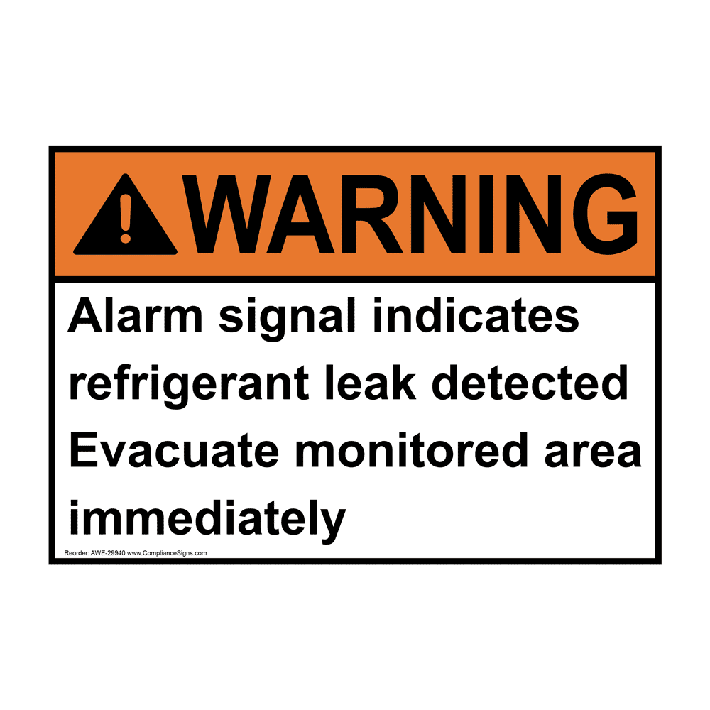 Warning Sign - Alarm Signal Indicates Refrigerant Leak - ANSI - Electrical