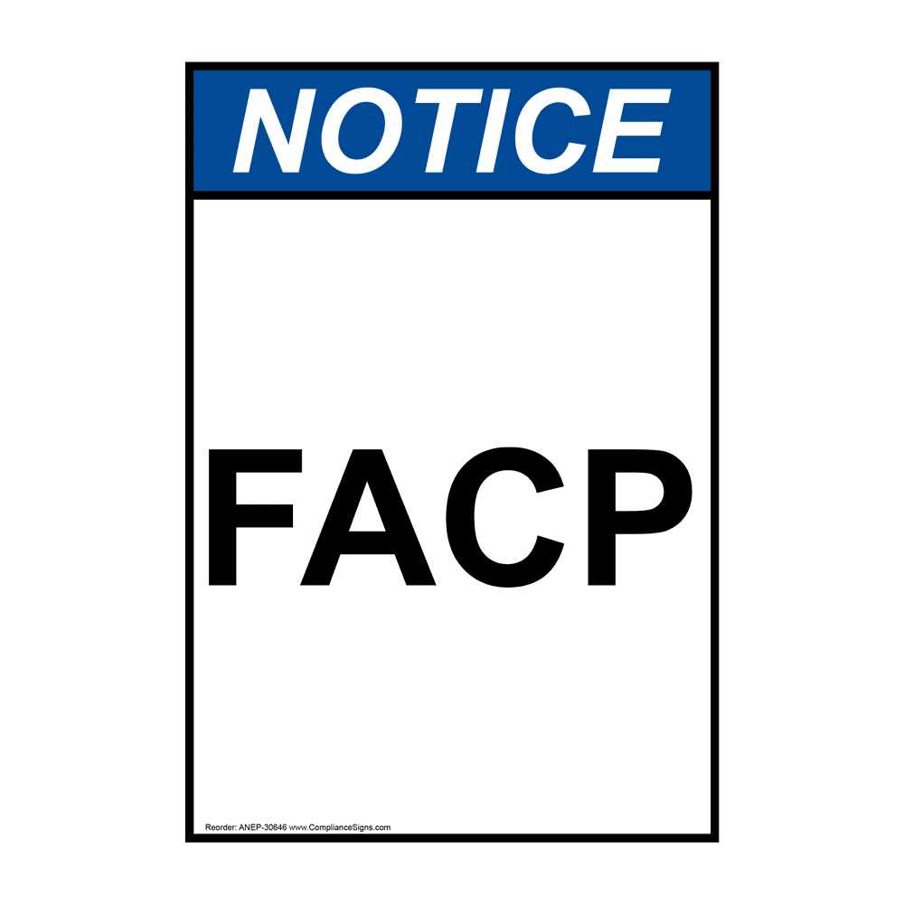 Vertical Facp Sign - ANSI Notice - Fire Alarm
