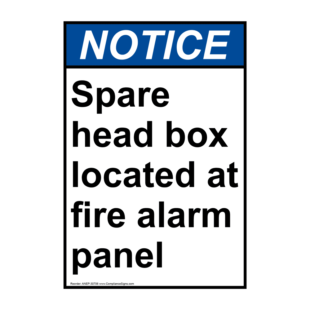 Vertical Spare Head Box Located At Fire Sign - ANSI Notice - Fire Alarm