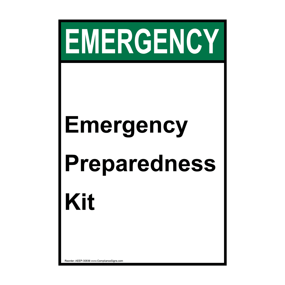 Vertical Emergency Preparedness Kit Sign - ANSI Emergency - First Aid