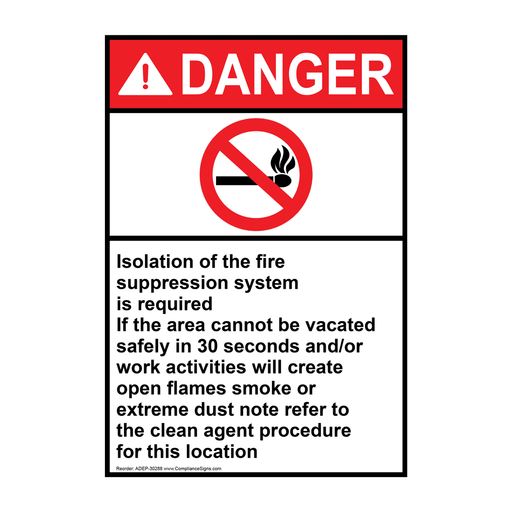 Vertical Isolation Of The Fire Sign - ANSI Danger - Policies / Regulations