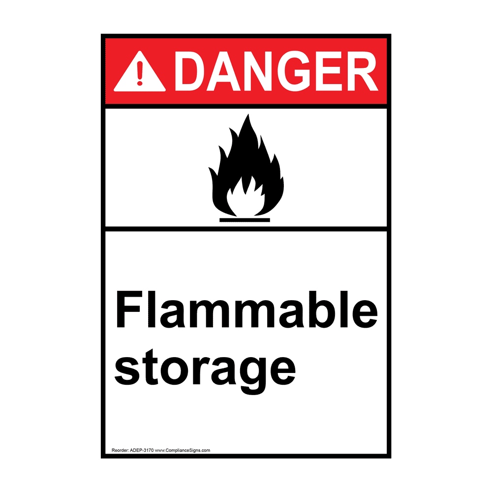 Vertical Flammable Storage Sign - ANSI Danger - Flammable