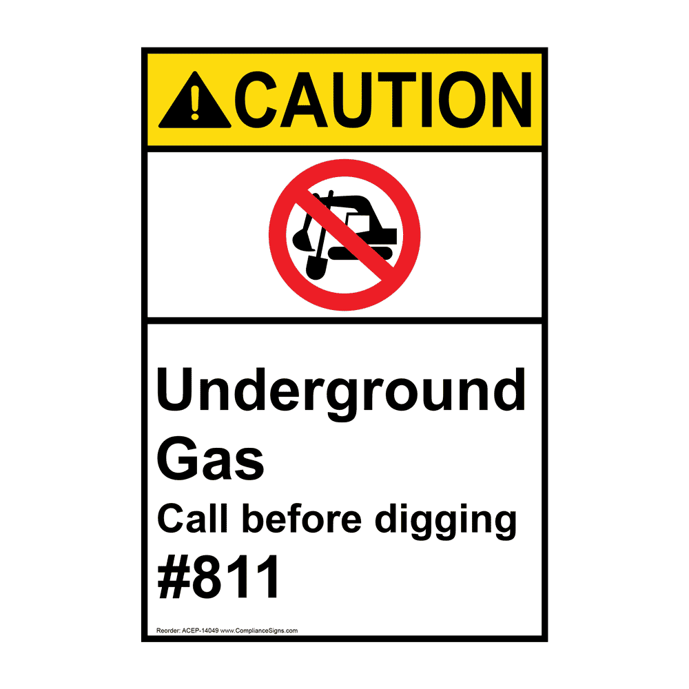 Vertical Call Before Digging 811 Sign with Symbol - ANSI CAUTION