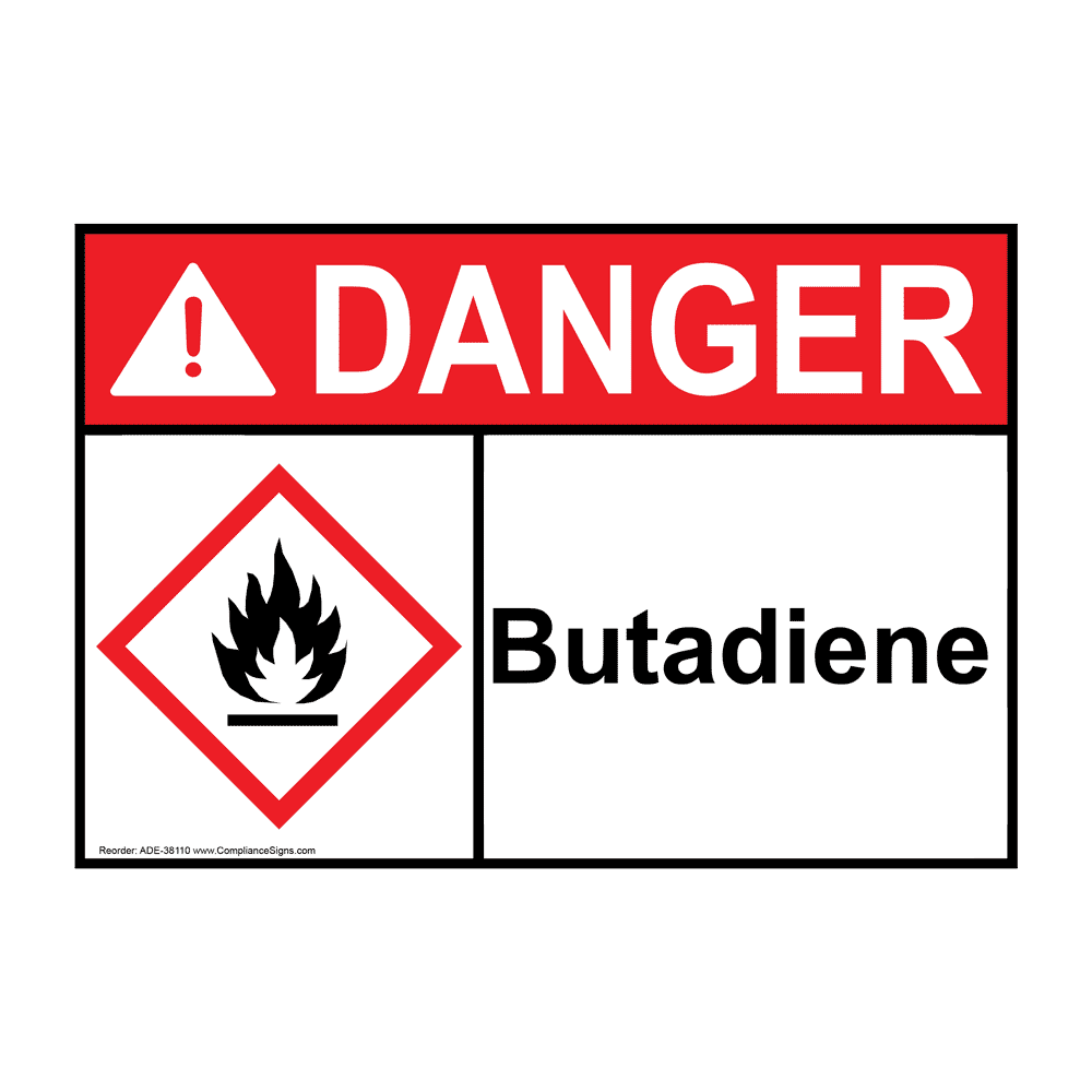 Hazmat Sign - Danger Butadiene - Flame Symbol - ANSI-GHS