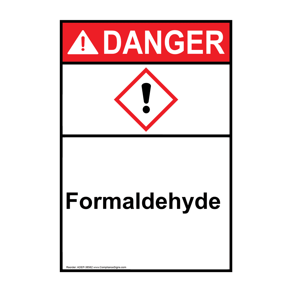 ANSI-GHS Vertical Hazmat Sign - Danger Formaldehyde - Exclamation