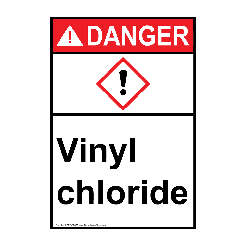Vertical Vinyl Chloride Sign with Symbol - ANSI-GHS DANGER