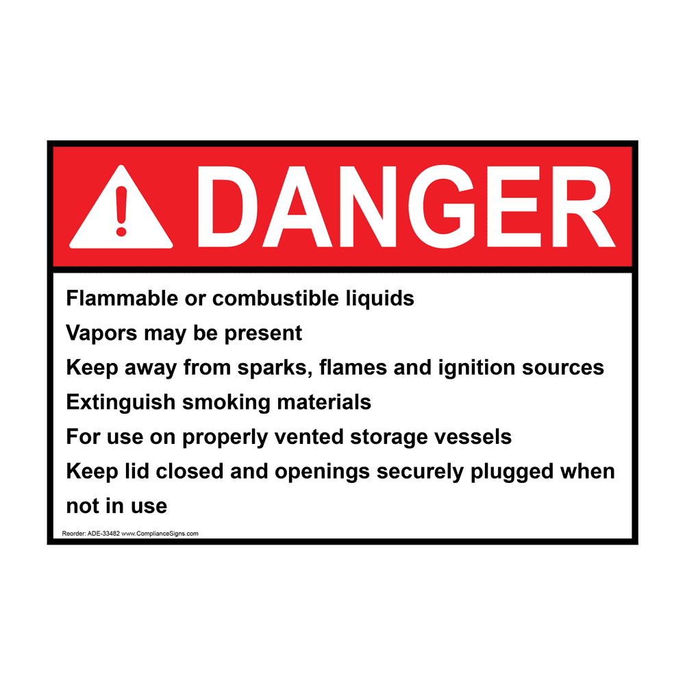 Danger Sign - Flammable Or Combustible Liquids Vapors - ANSI