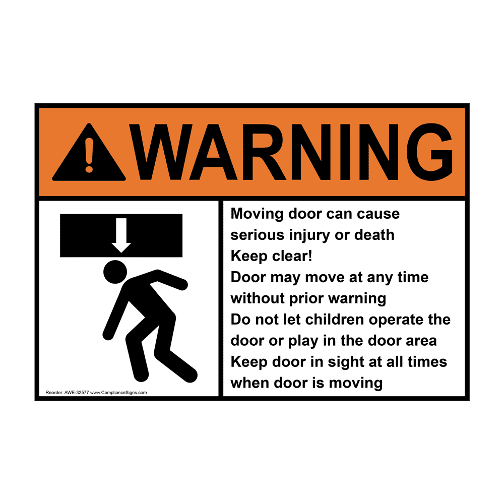 Warning Sign - Moving Door Can Cause Serious - ANSI - Enter / Exit