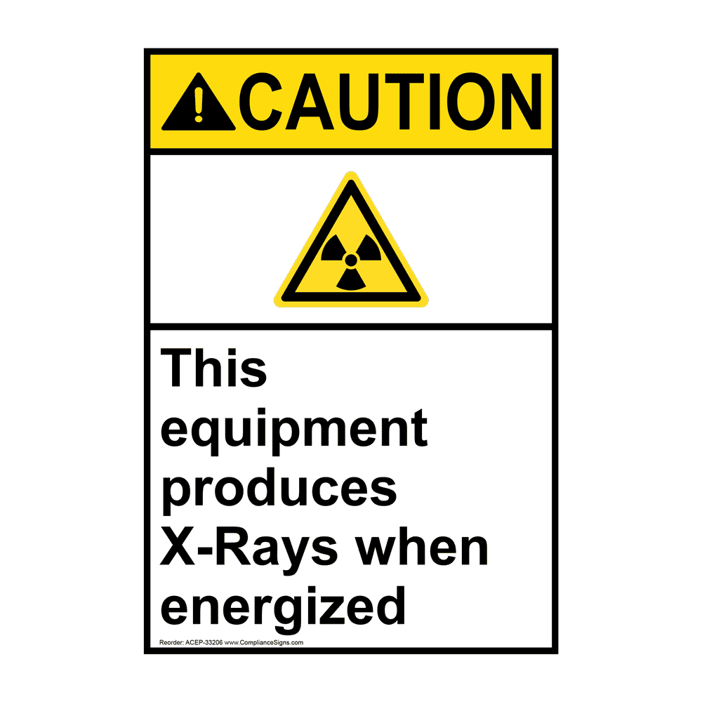 Vertical This Equipment Produces Sign - ANSI Caution - Radiation