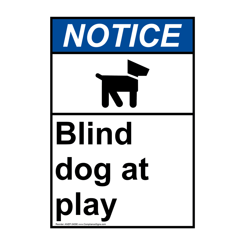 Vertical Blind Dog At Play Sign - ANSI Notice - Pet Rules