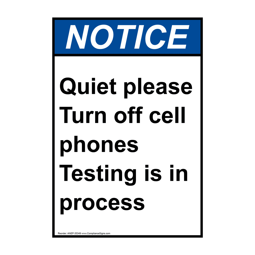 Vertical Quiet Please Turn Off Cell Phones Sign - ANSI Notice