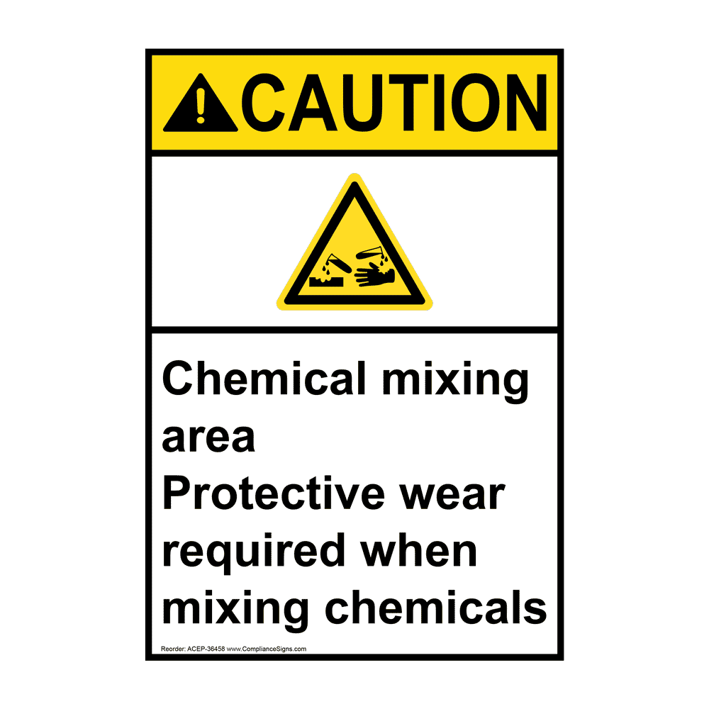 Vertical Chemical Mixing Area Sign - ANSI Caution - Chemical