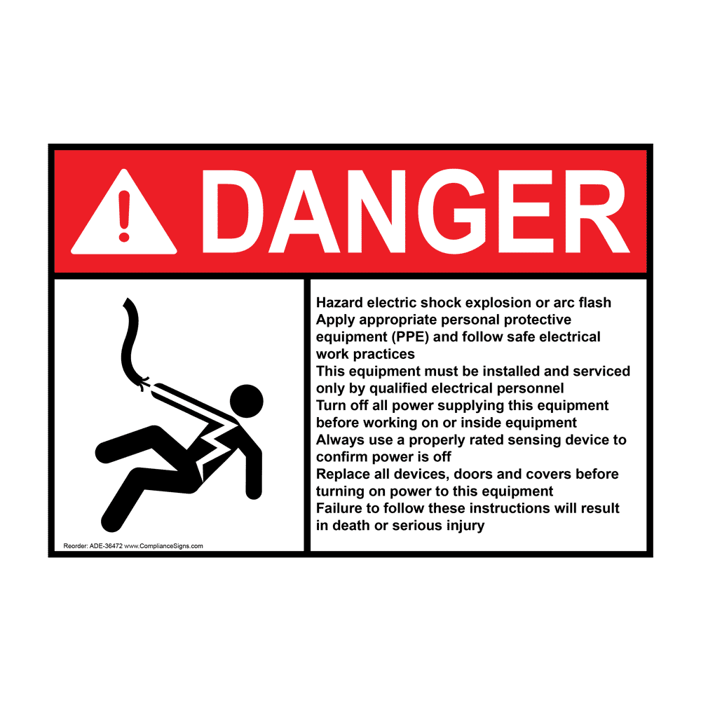 Danger Sign - Hazard Electric Shock Explosion - ANSI