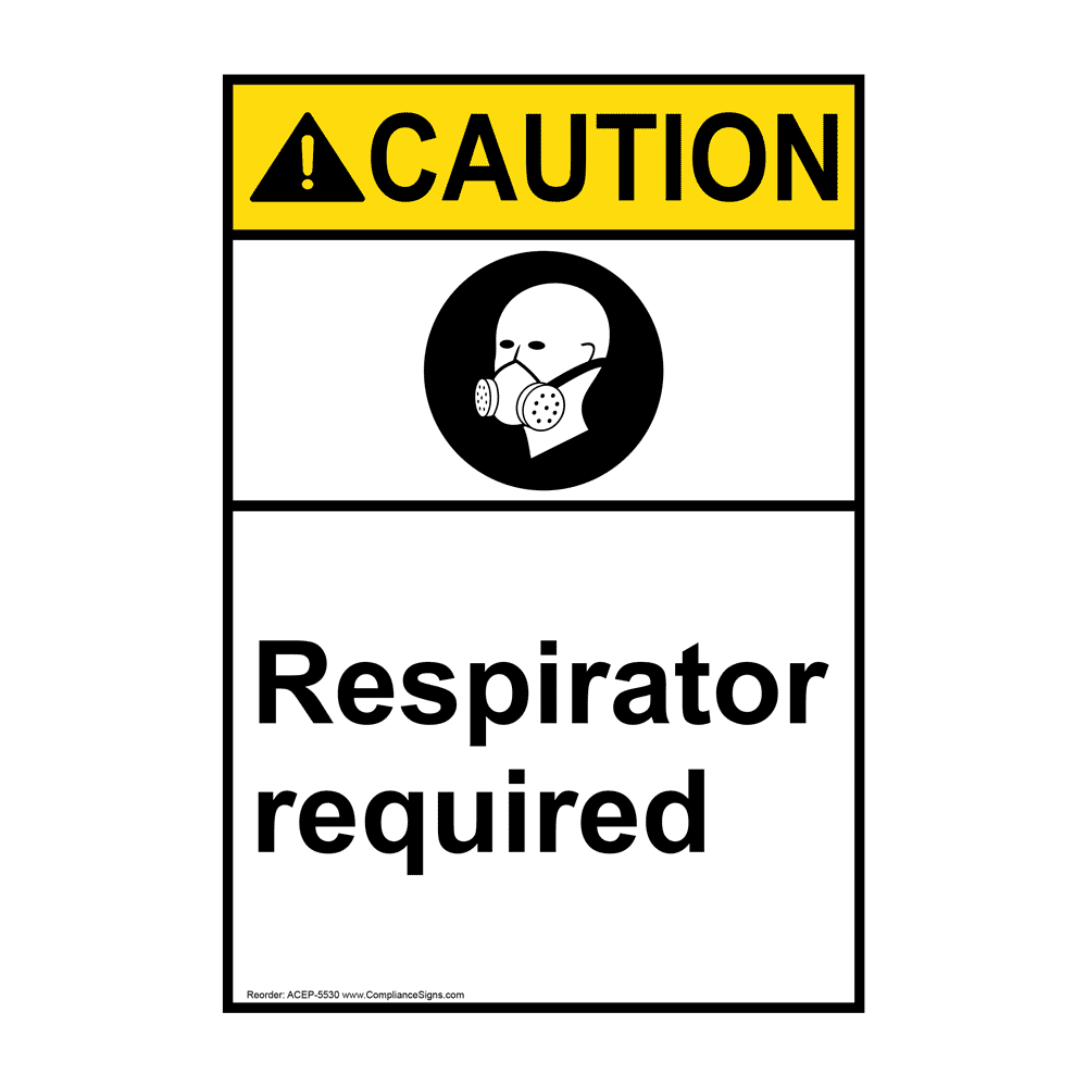 Vertical Respirator Required Sign - ANSI Caution - PPE - Respirator