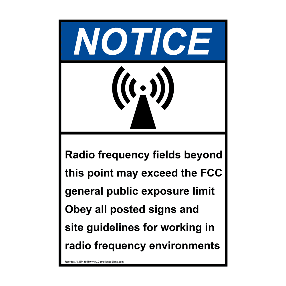 Vertical Radio Frequency Fields Sign - ANSI Notice