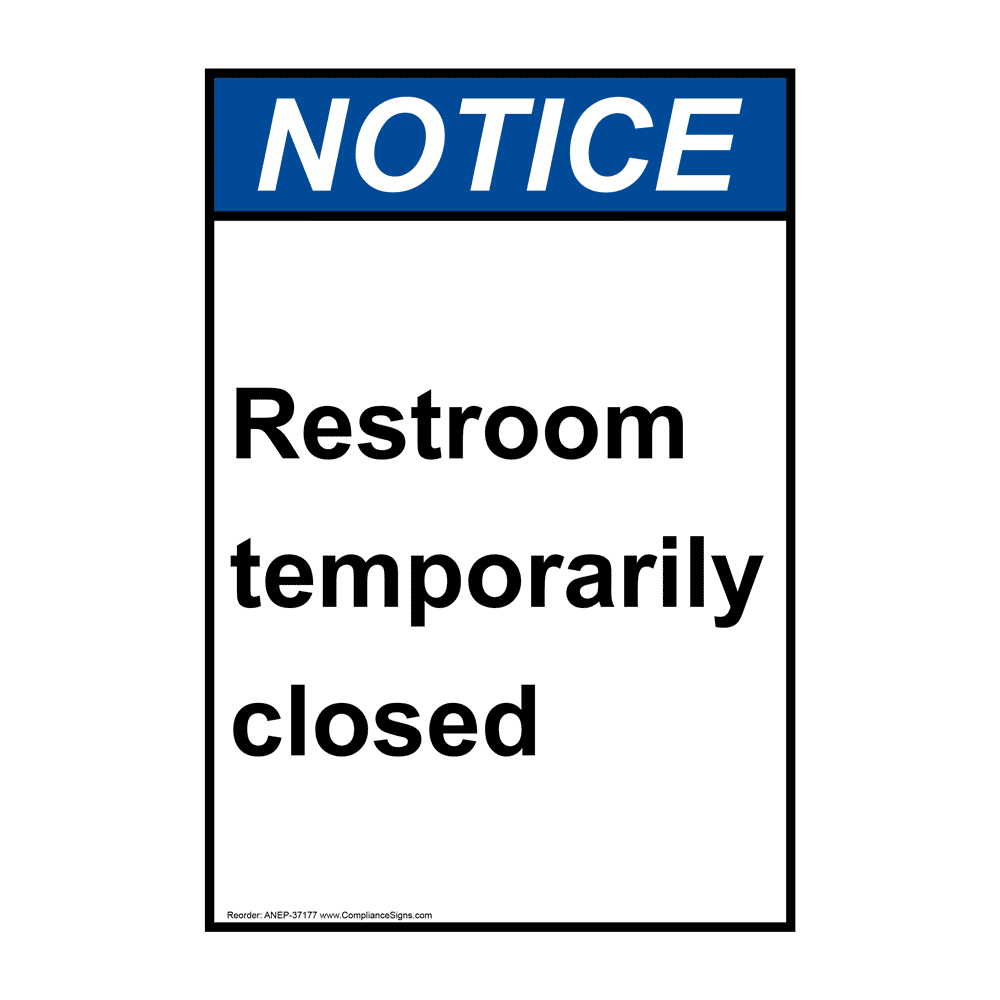 Vertical Restroom Temporarily Closed Sign - ANSI Notice