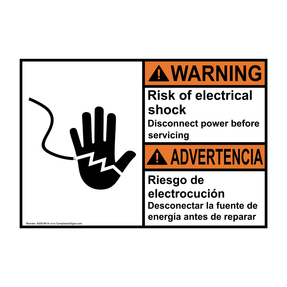 Warning Sign - Risk Of Electrical Shock Disconnect Sign - ANSI - Electrical