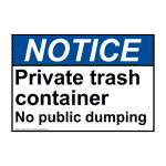 Environmental - Trash/Litter - Standard Dumpster Signs and Labels