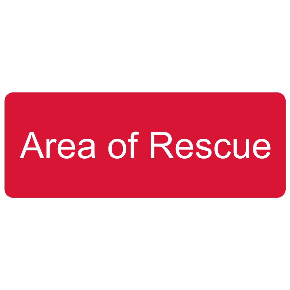 Area Of Rescue White on Red Engraved Sign EGRE-258-WHTonRed