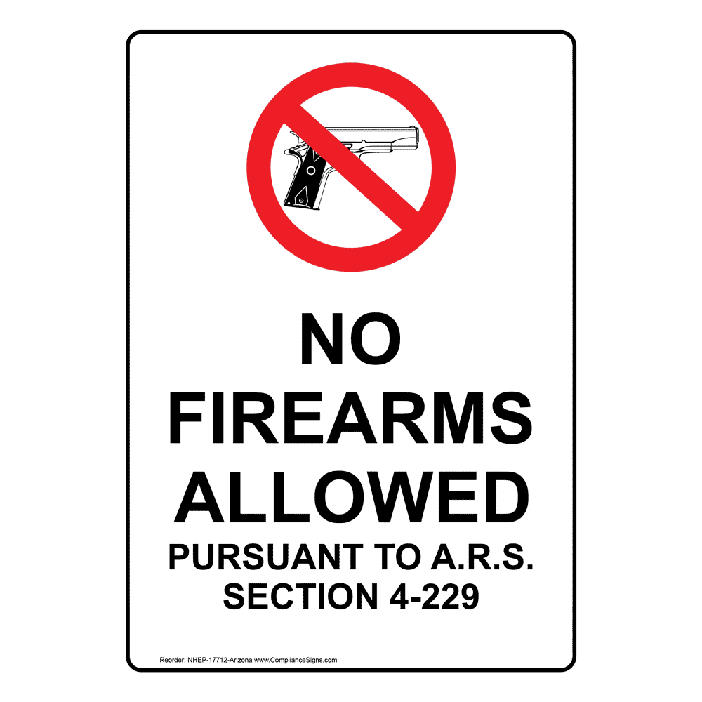 Portrait Arizona No Firearms Sign With Symbol NHEP-17712-Arizona