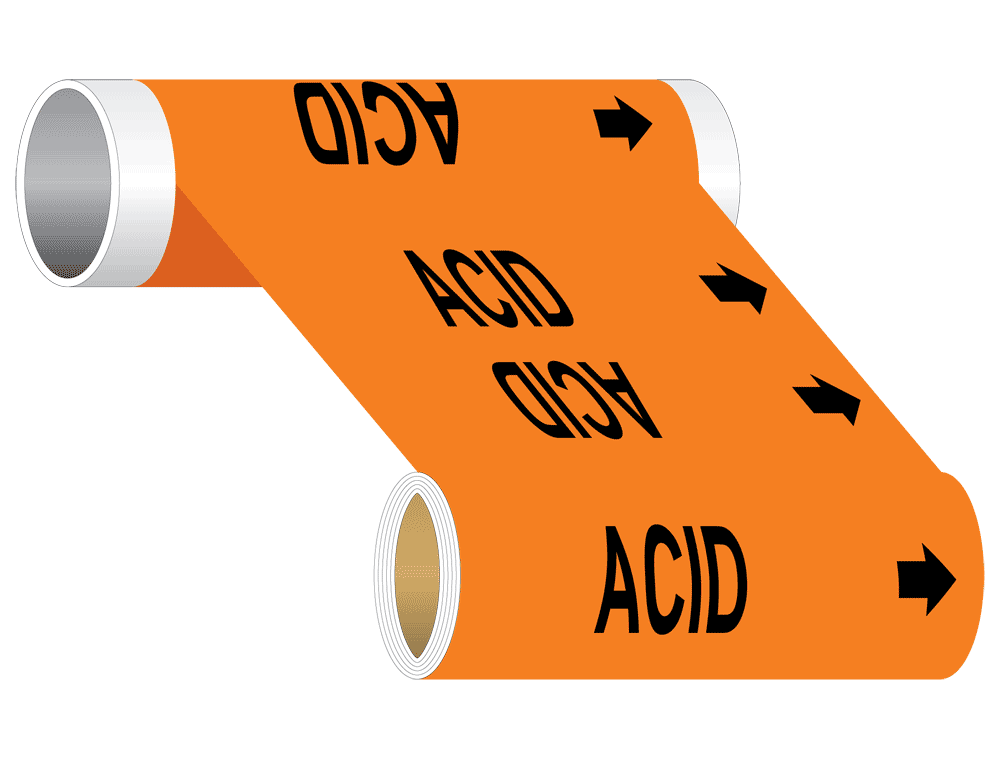 ASME A13.1 Acid Black On Orange Wide Pipe Label PIPE-23020-WR-BLKonORNG