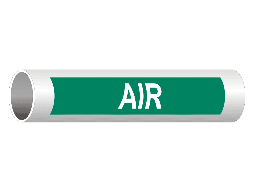 ASME A13.1 Air White On Green Pipe Label PIPE-23035-WHTonGreen