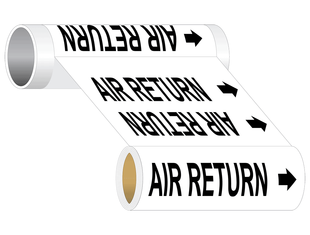 ASME A13.1 Air Return Black On White Wide Pipe Label PIPE-23045-WR-BLKonWHT