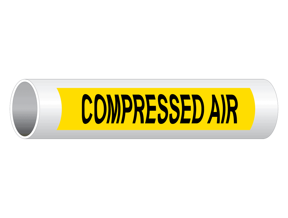 ASME A13.1 Compressed Air Black On Yellow Pipe Label PIPE-23240-BLKonYLW