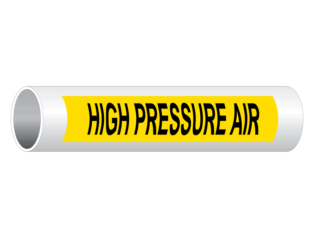 ASME A13.1 High Pressure Air Pipe Label PIPE-23600-BLKonYLW