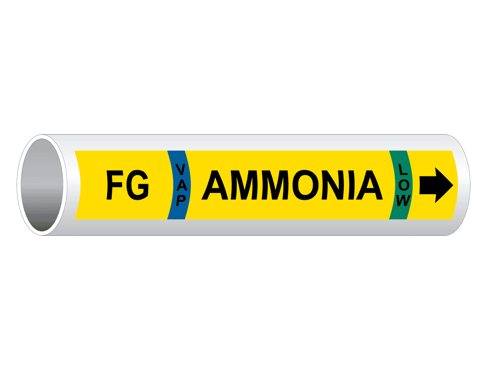 Ammonia Asme A13.1 Fg Vap Ammonia Low Pipe Label / Sticker - Yellow