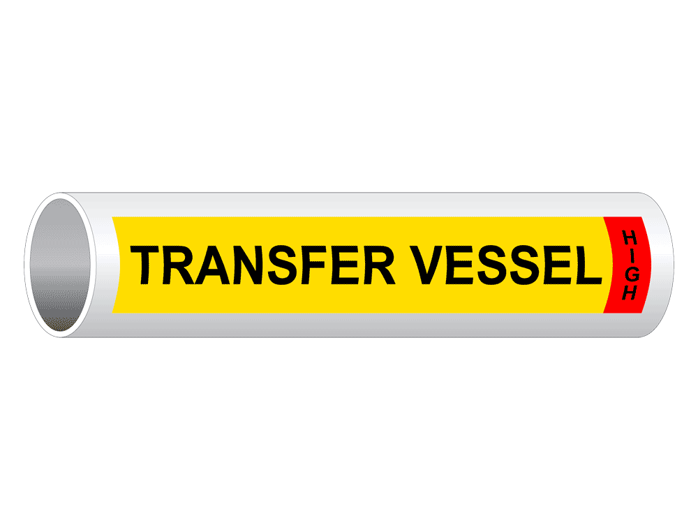Ammonia Asme A13.1 Transfer Vessel High Pipe Label / Sticker - Yellow