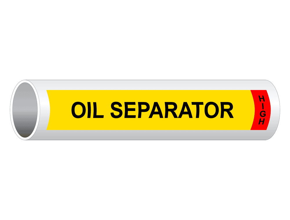 Ammonia Asme A13.1 Oil Separator High Pipe Label / Sticker - Yellow