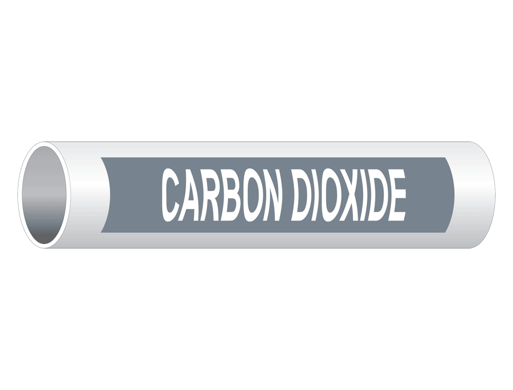 Carbon Dioxide Pipe Label PIPE-23150-WHTonGray